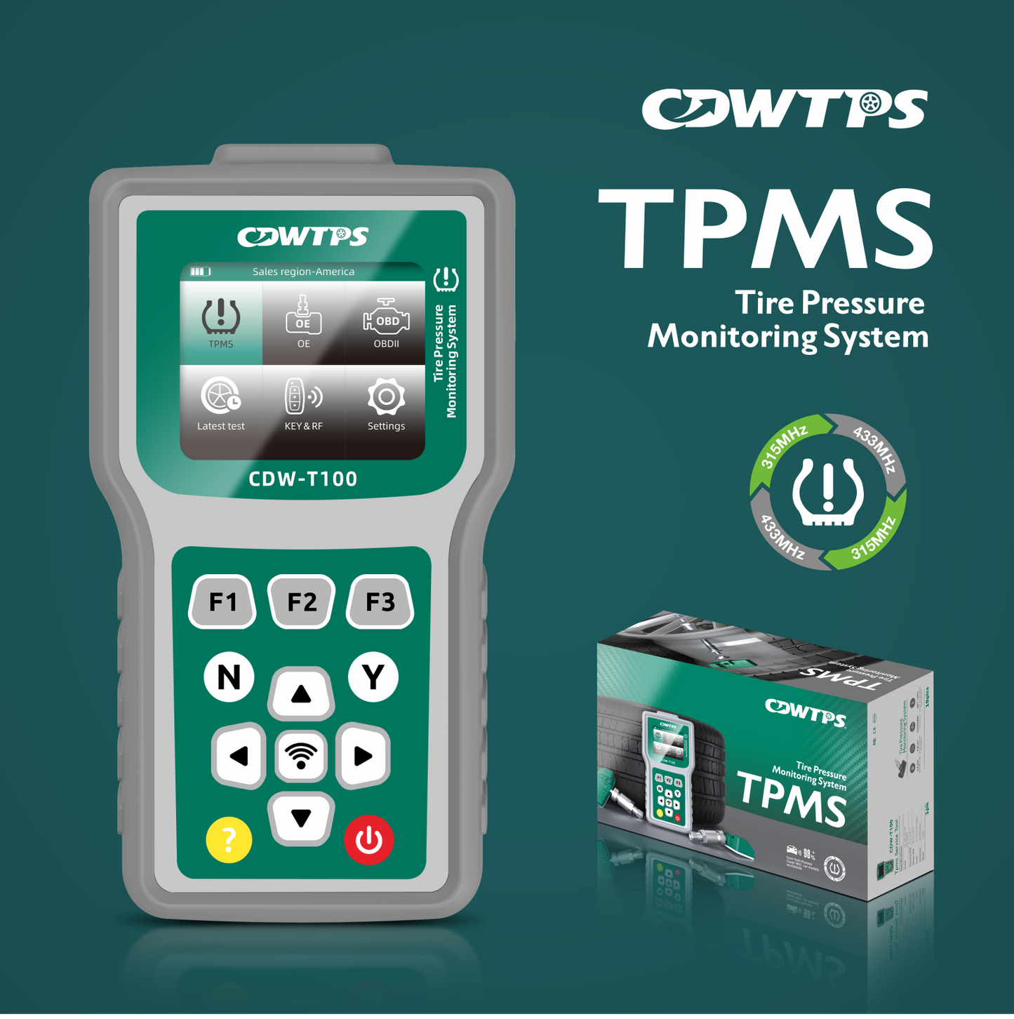 CDWTPS T100 TPMS tool, activation scan 315+433 sensors, TPMS programmi ...