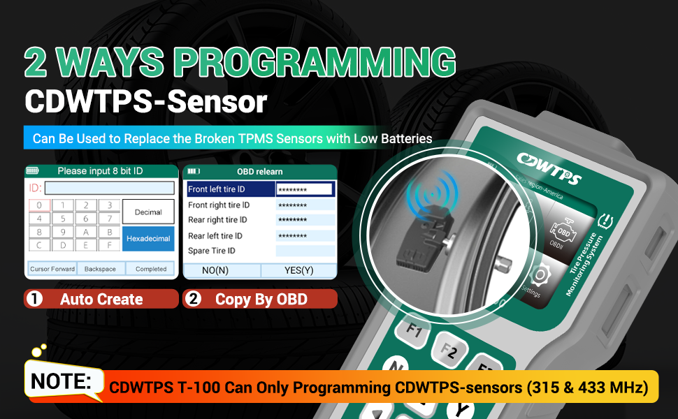 Cdwtps T100 Tpms Tool Activation Scan 315433 Sensors Tpms Programmi