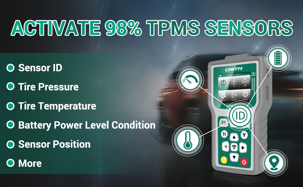 CDWTPS T100 TPMS tool, activation scan 315+433 sensors, TPMS programmi ...