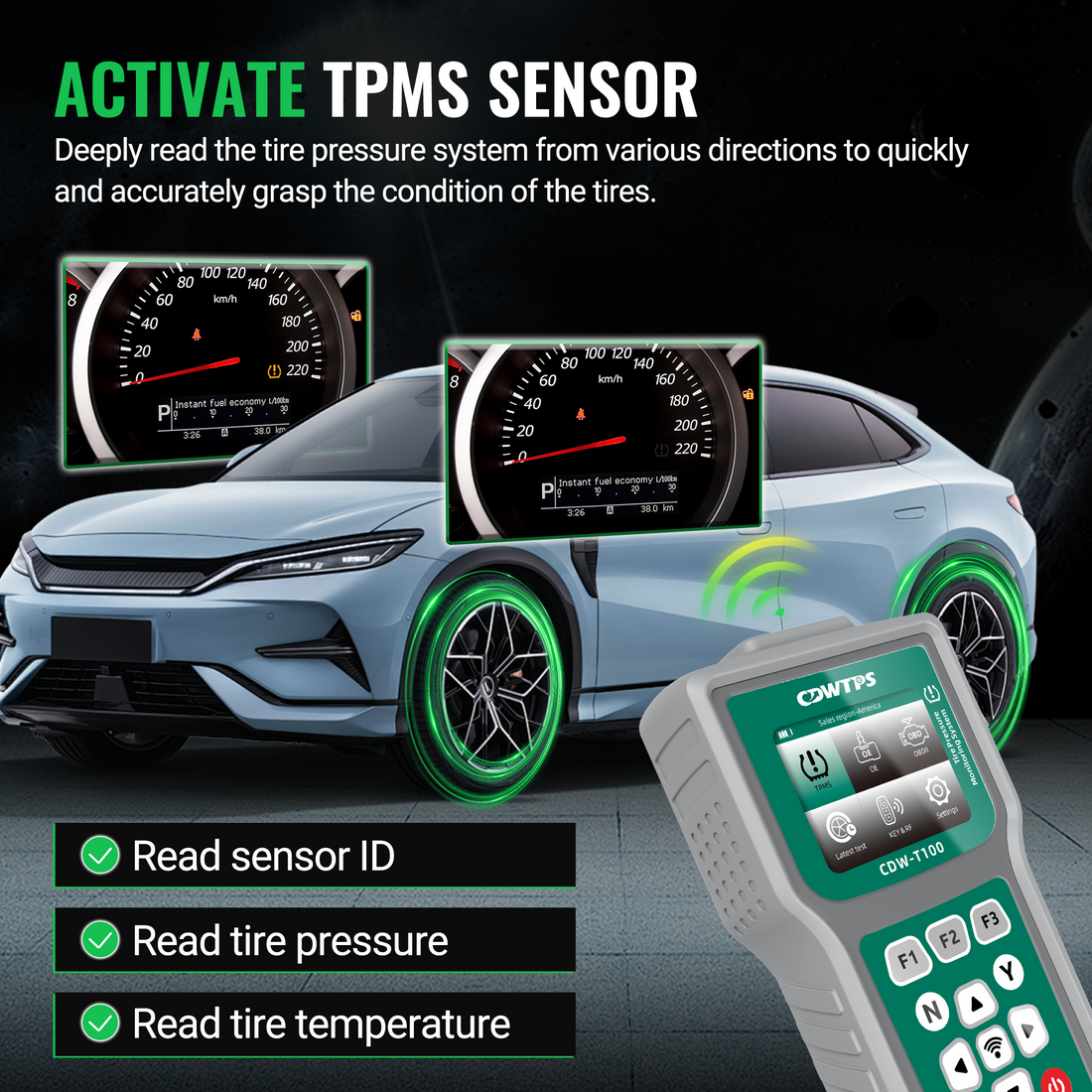 Cdwtps T100 Tpms Tool Activation Scan 315433 Sensors Tpms Programmi
